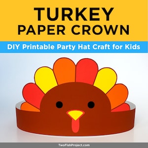 Thanksgiving Turkey Paper Crown, Kids Harvest Costume, Kindergarten ...