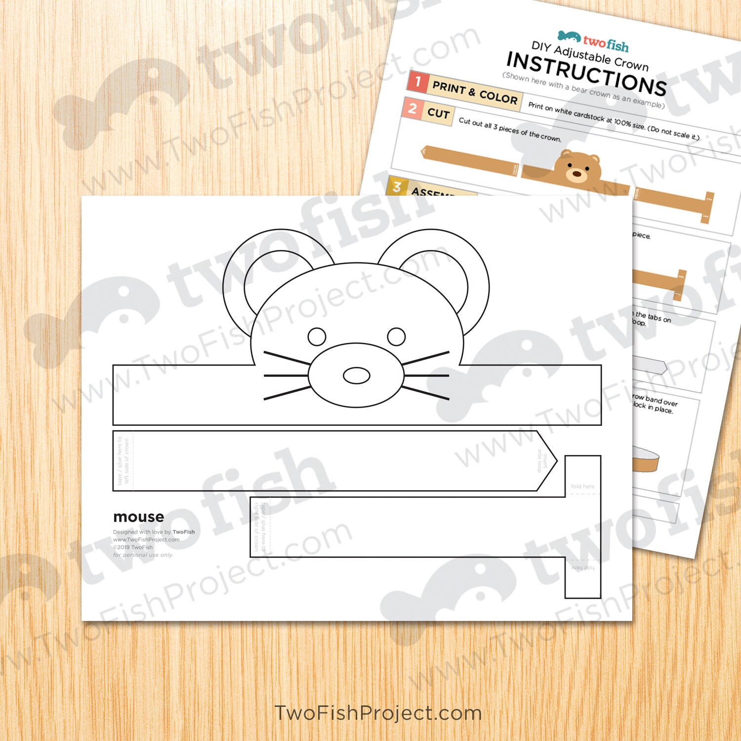 Mouse Coloring Costume Mask for Kids, Mouse Ears Headband/hat ...