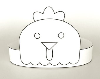 Chicken Coloring Hat Farm Animal Birthday Party Hat Mask | Etsy