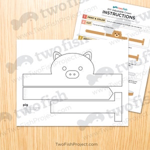 Pig Mask/costume/headband/crown, Coloring Page Print, Kids/girl Farm ...