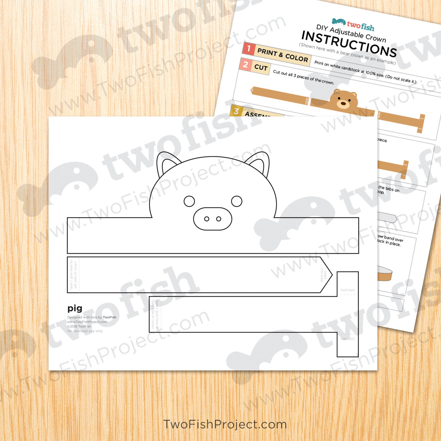 Pig Mask/costume/headband/crown Coloring Page Print | Etsy