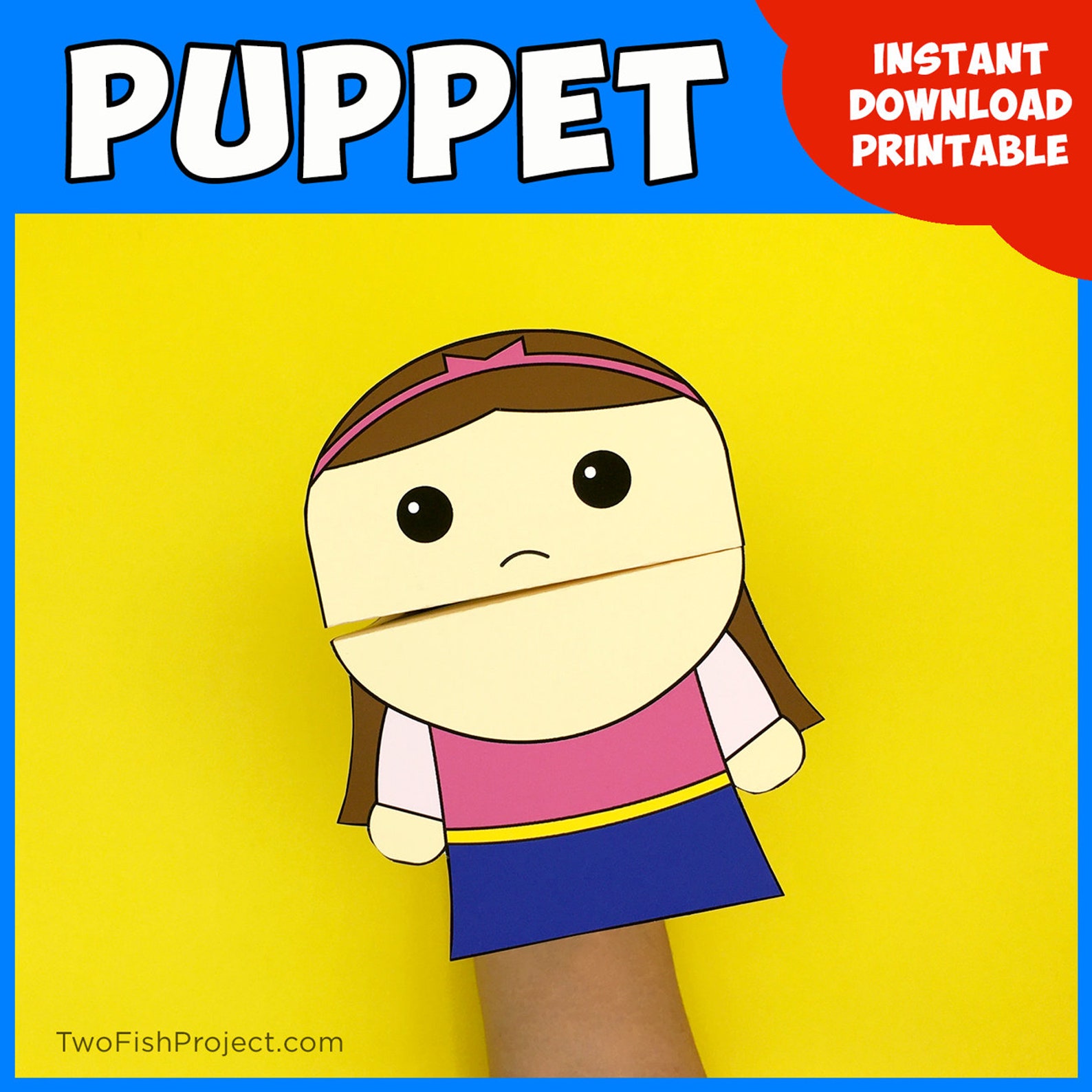 Girl Printable Paper Puppet Preschool / Kindergarten Hand - Etsy