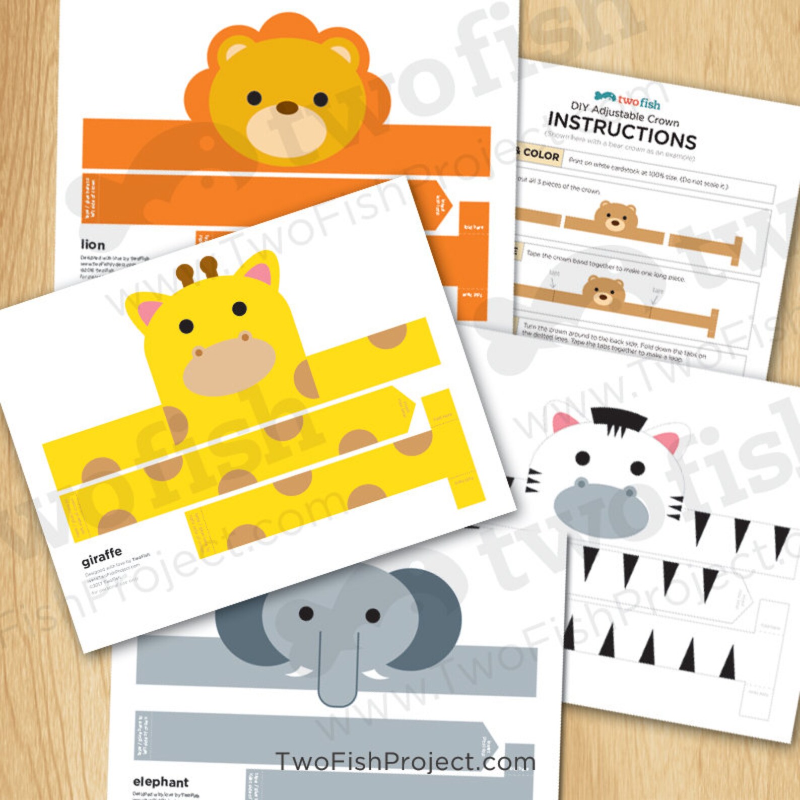 Safari Birthday Party Paper Crown/hat Printable Mask Baby | Etsy