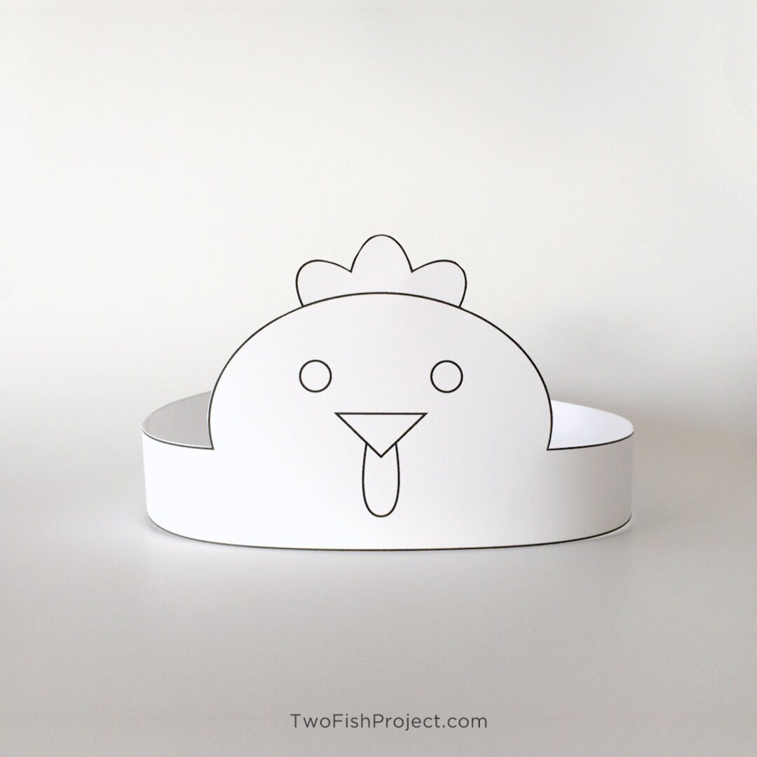 Chicken Coloring Hat, Farm Animal Birthday Party Hat, Mask, Crown ...