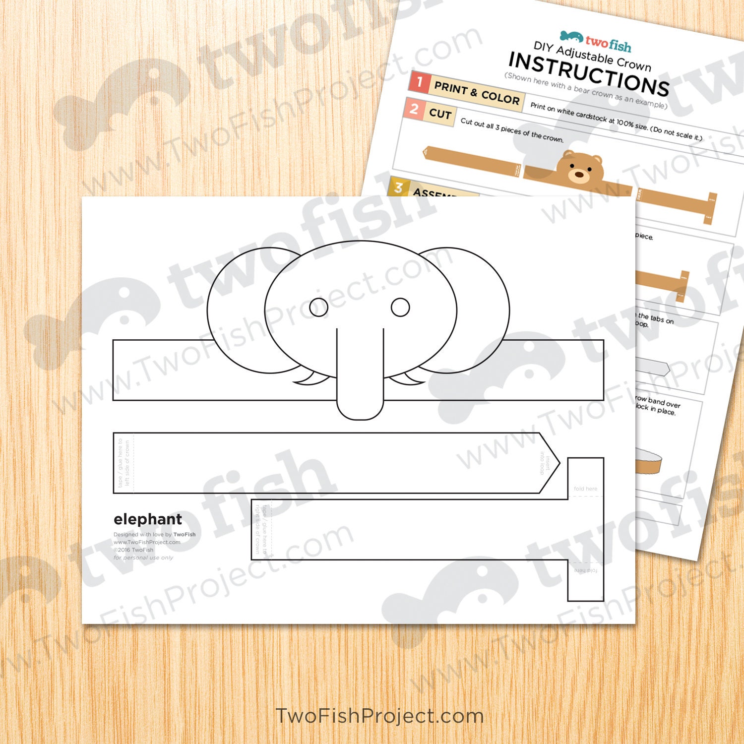 Elephant Coloring Page Safari Party Favor/hat, Preschool, Safari Baby ...