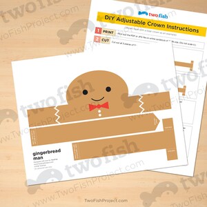 Gingerbread Man Paper Crown/hat/headband Printable, Holiday/christmas ...