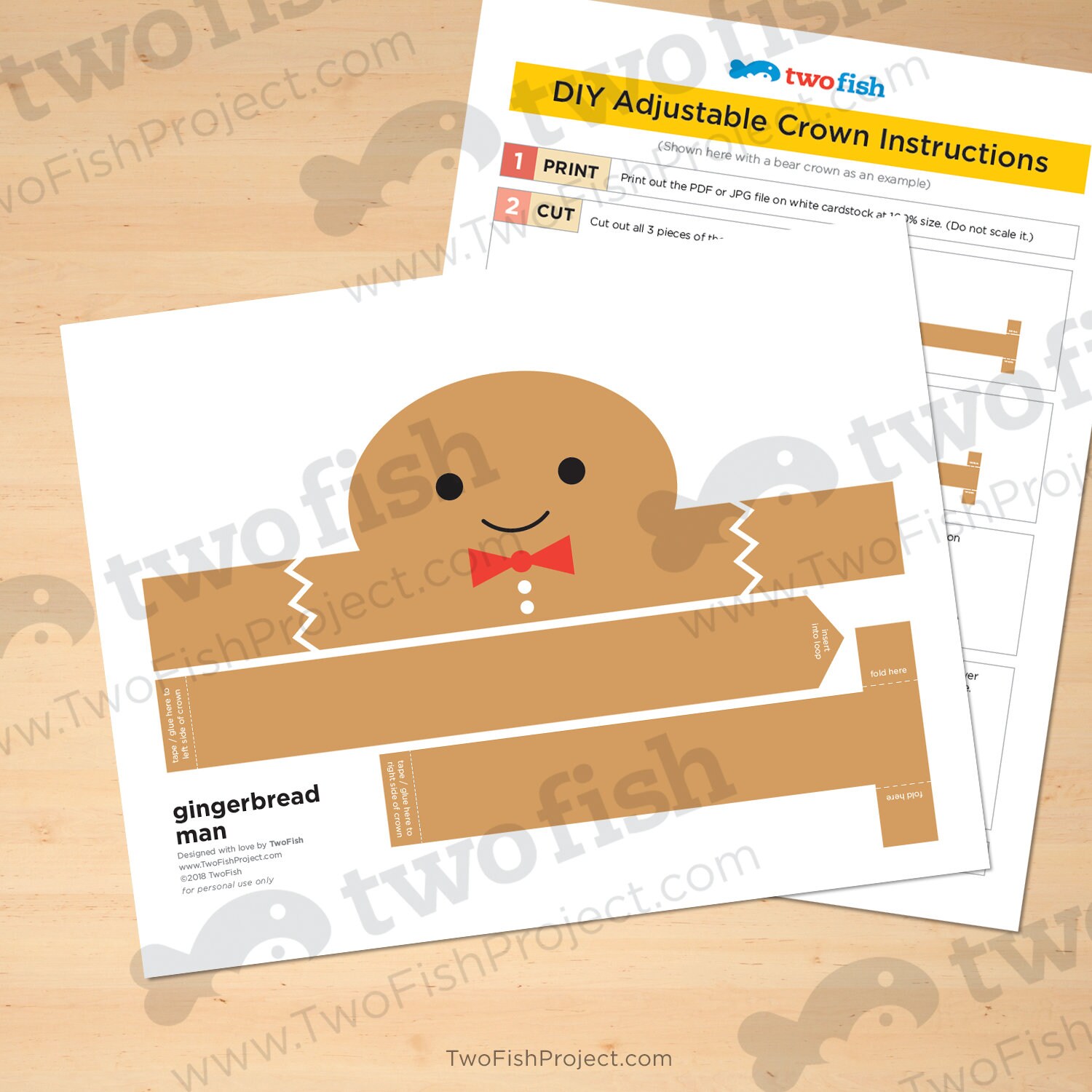 Gingerbread Man Paper Crown/Hat/Headband Printable | Etsy