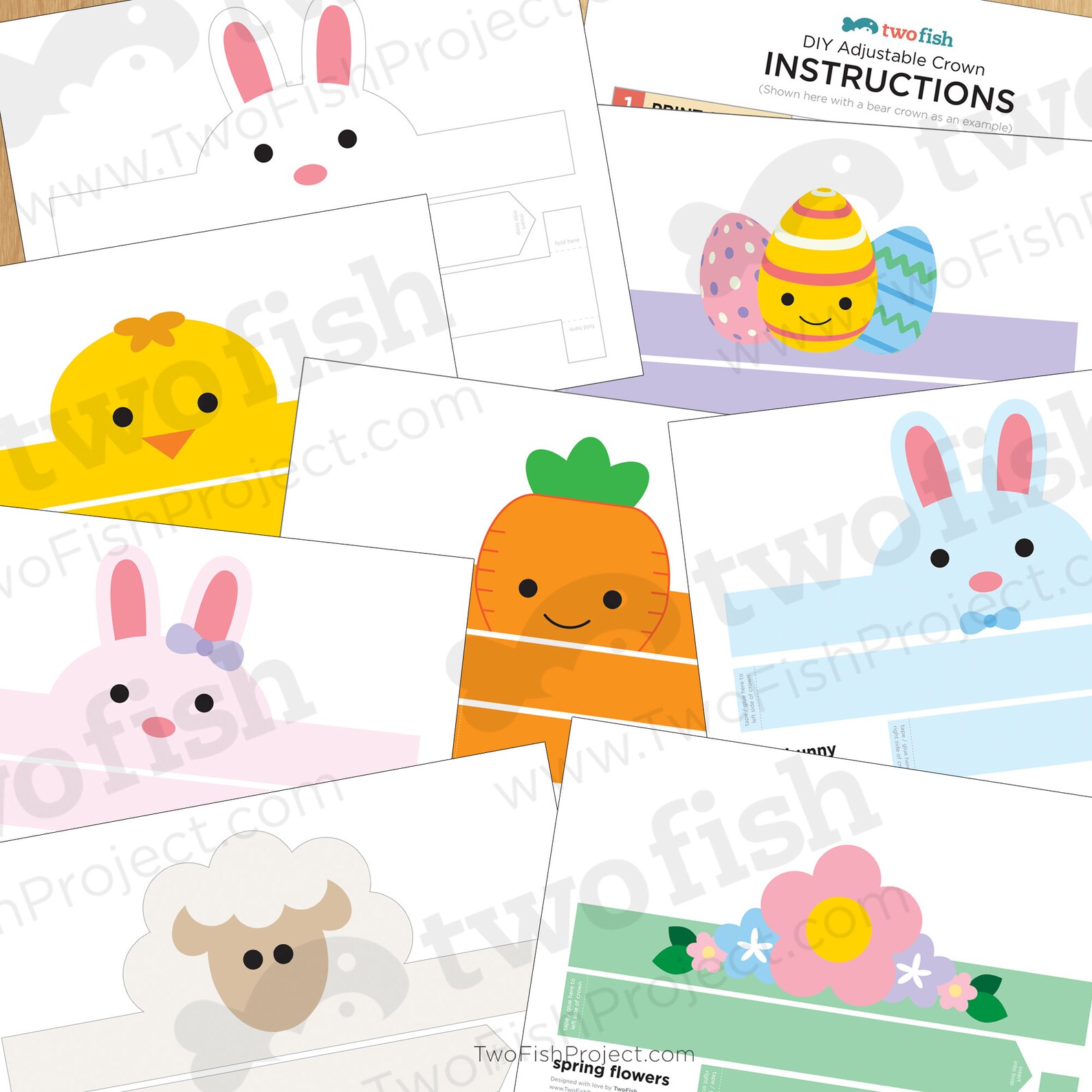 Easter Crowns Printable Party Hats Easter Egg Mask/headband - Etsy