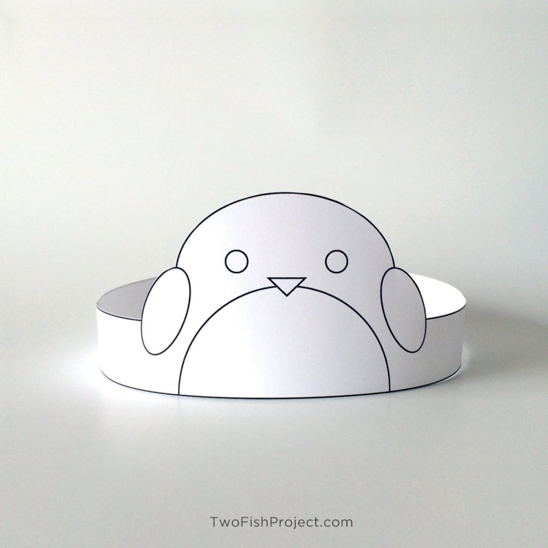 Penguin Coloring Crown, Birthday Party Hat, Headband, Paper Supplies ...