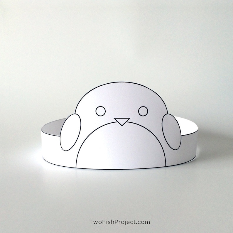 Penguin Coloring Crown, Birthday Party Hat, Headband, Paper Supplies ...
