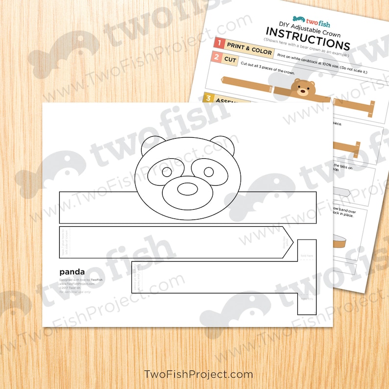 Panda Paper Crown Color Me Craft Birthday Party - Etsy