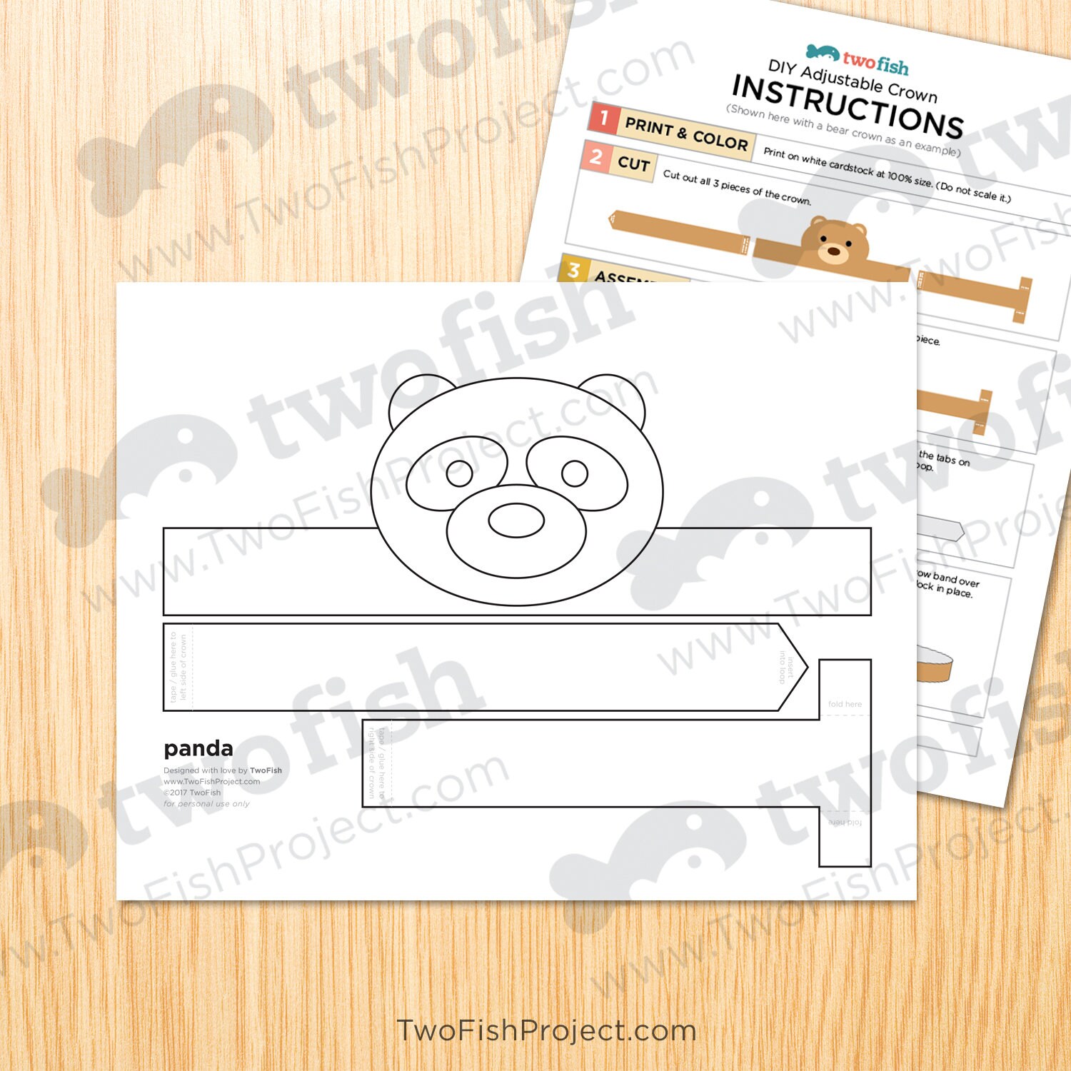 Panda Paper Crown Color Me Craft Birthday Party - Etsy