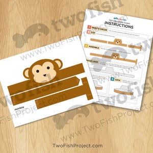 Monkey Mask Party Favor, Safari Mask, Jungle Party Hat, Birthday Party ...