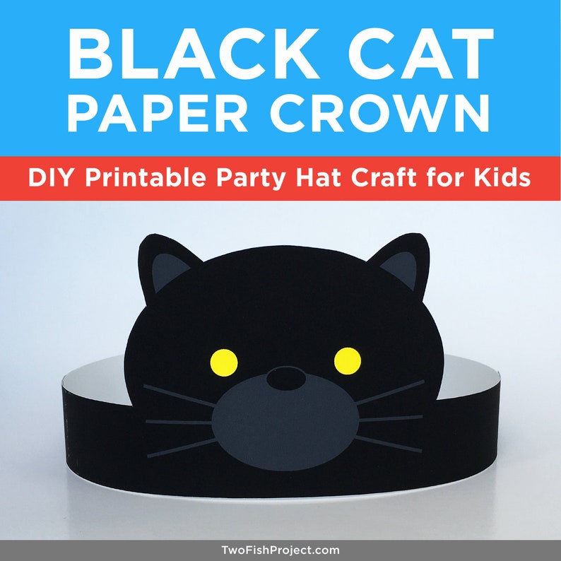 Black Cat Halloween Paper Crown, DIY Kids Halloween Costume ...