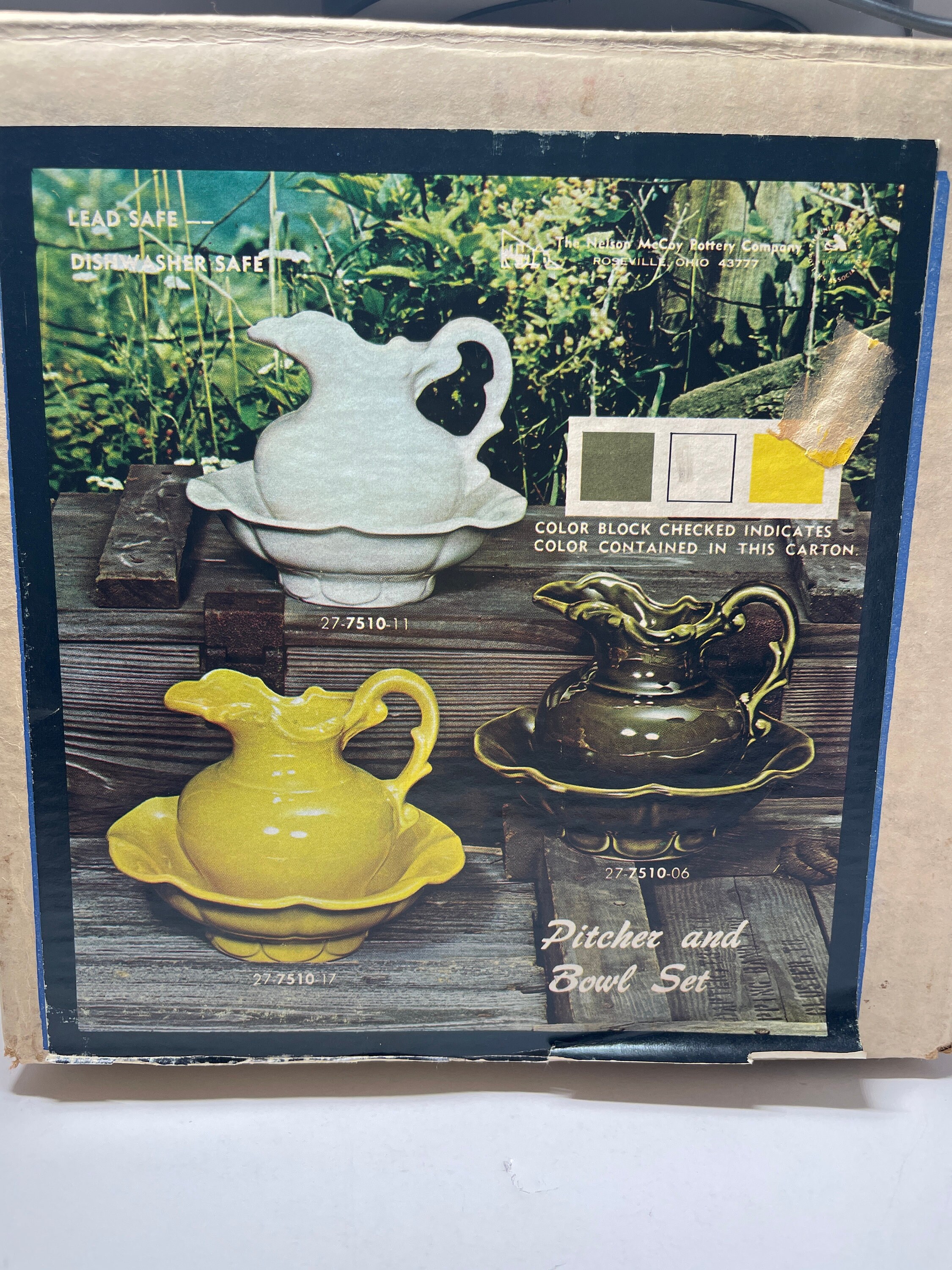 Vintage Mccoy Pitcher and Bowl Set Speckled off White Original Box - Etsy