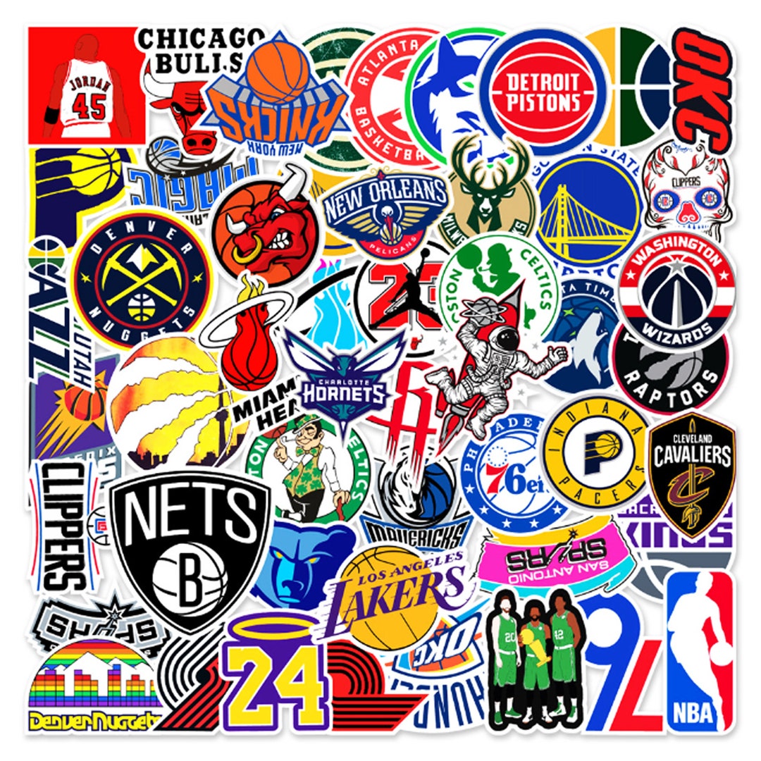 30 Teams Logo Basketball Sticker, 50 Pcs Stickers NBA Sports, Luggage ...