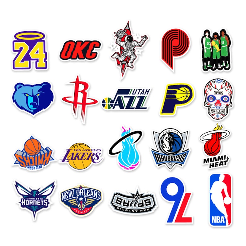 30 Teams Logo Basketball Sticker, 50 Pcs Stickers NBA Sports, Luggage ...