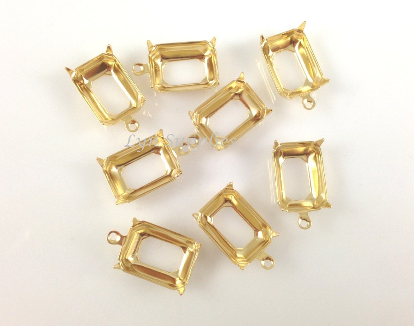 24K Gold Plated Octagon Settings 14x10mm or 18x13mm OPEN BACK | Etsy