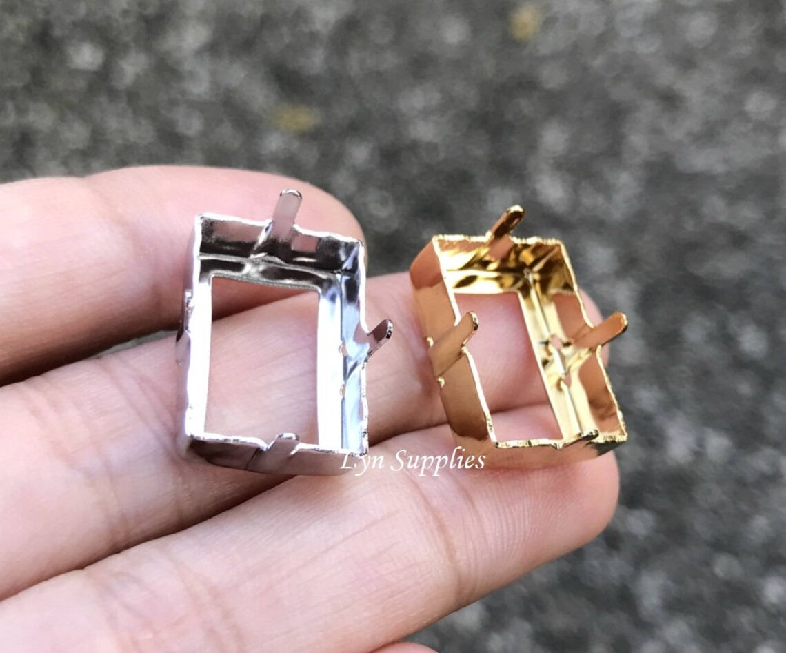 Rectangle Sew-on Setting 18x13mm Rhodium / Gold Plated Fits | Etsy