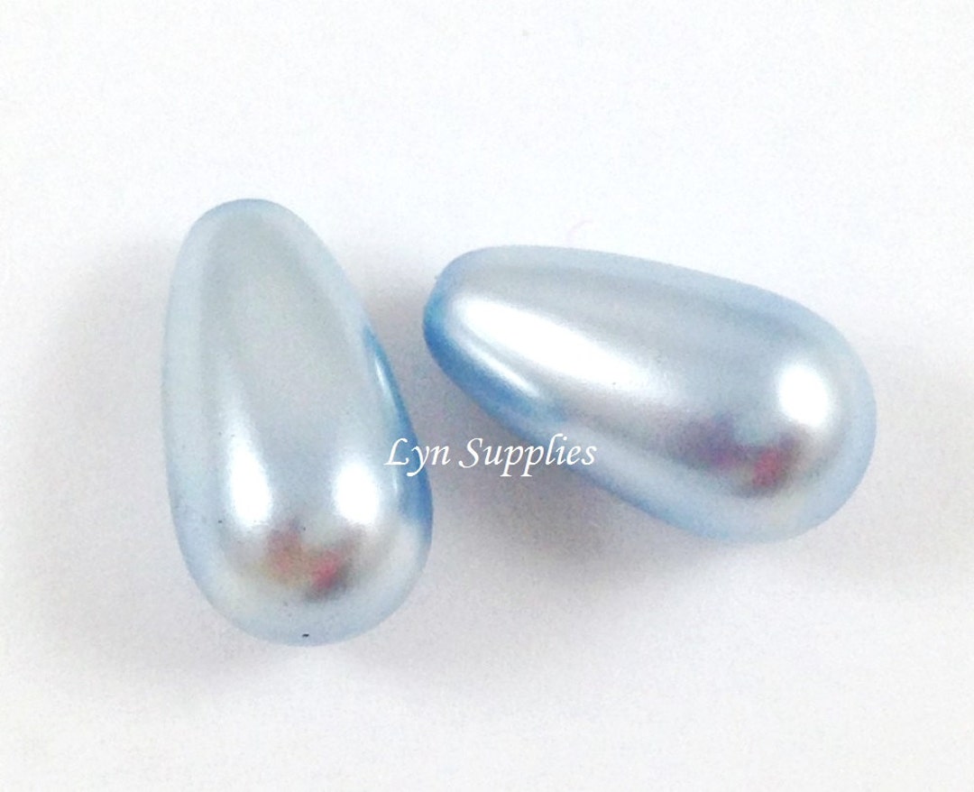 5816 LIGHT BLUE 15x8mm 12pieces Swarovski Pearl Teardrop Half Drilled ...