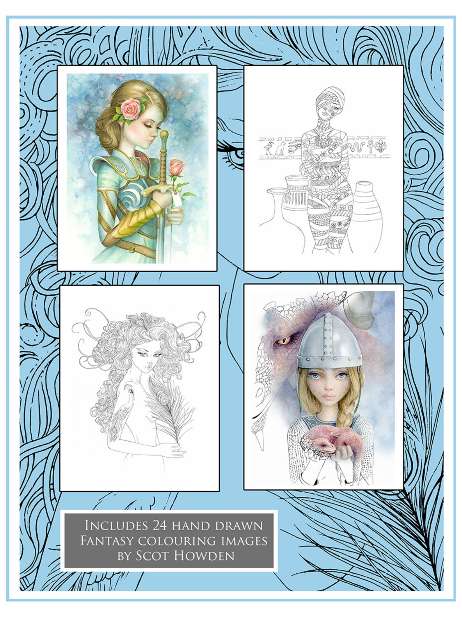 Colouring Fantasy Vol.1 PDF Colouring Book by Scot Howden | Etsy UK