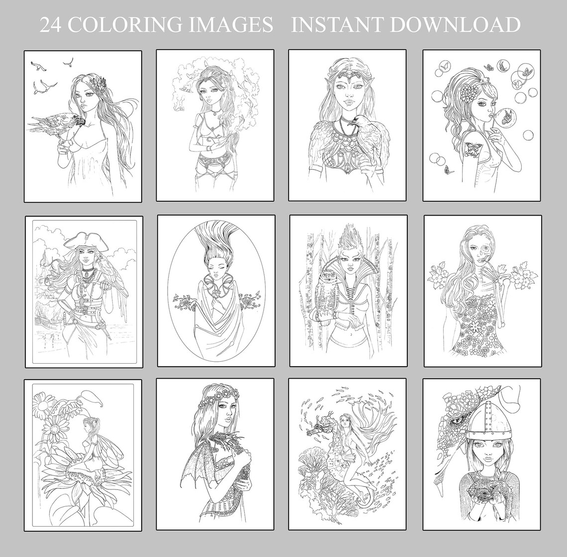 Colouring Fantasy Vol.1 PDF Colouring Book by Scot Howden - Etsy