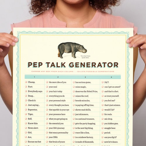 Pep Talk Generator Poster - Etsy