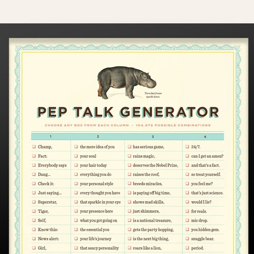 Pep Talk Generator: Art Print - Etsy UK