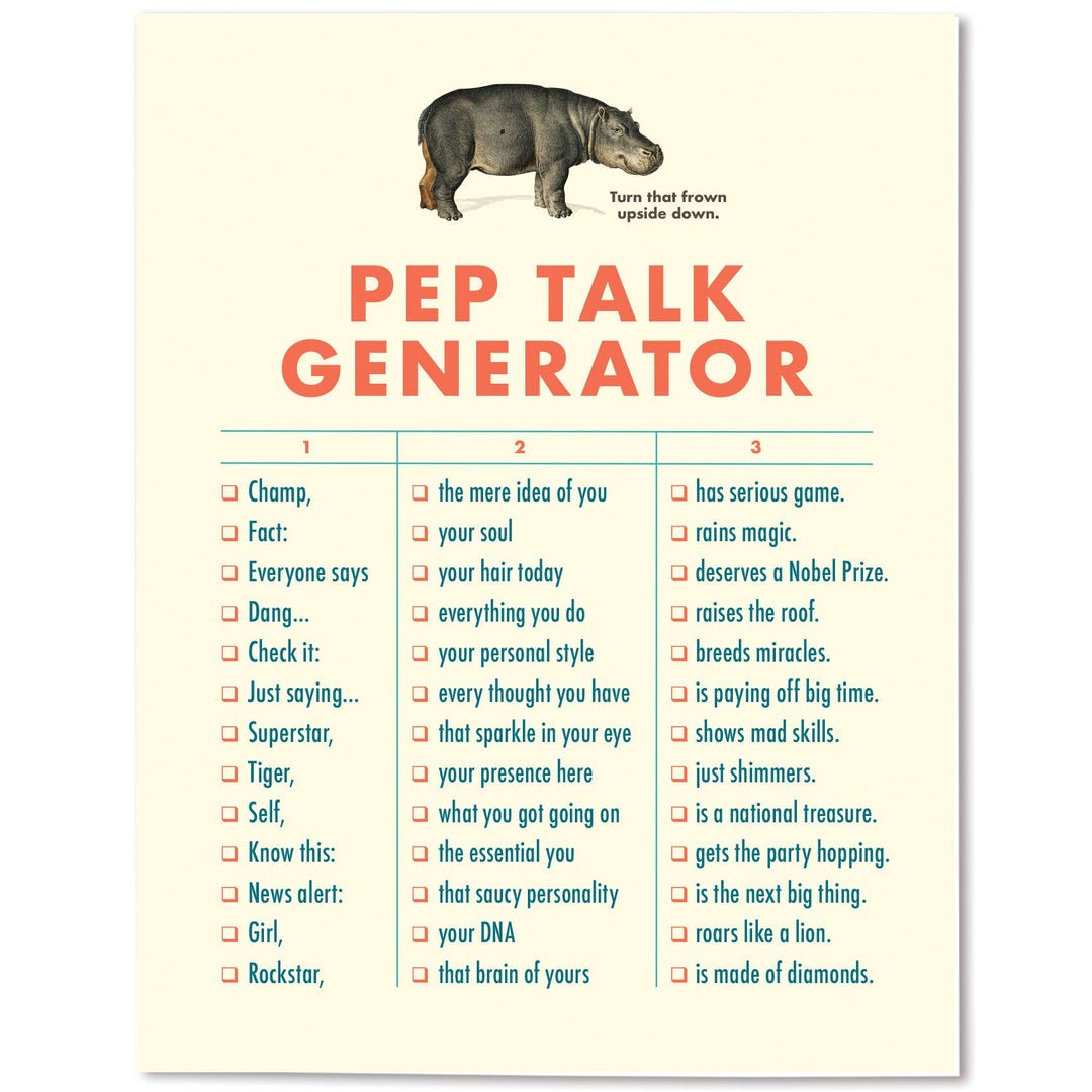 Pep Talk Card - Etsy