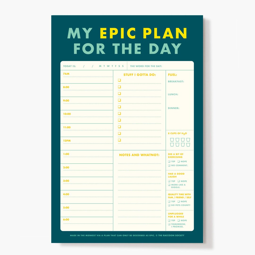 My Epic Plan - Daily Planner Pad - Etsy