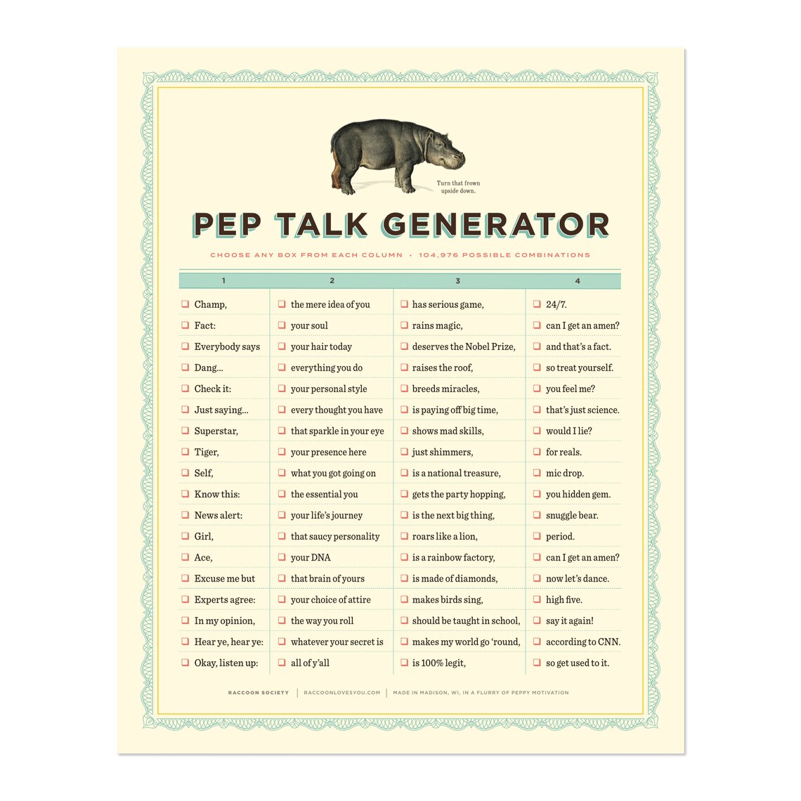 Pep Talk Generator: Art Print - Etsy