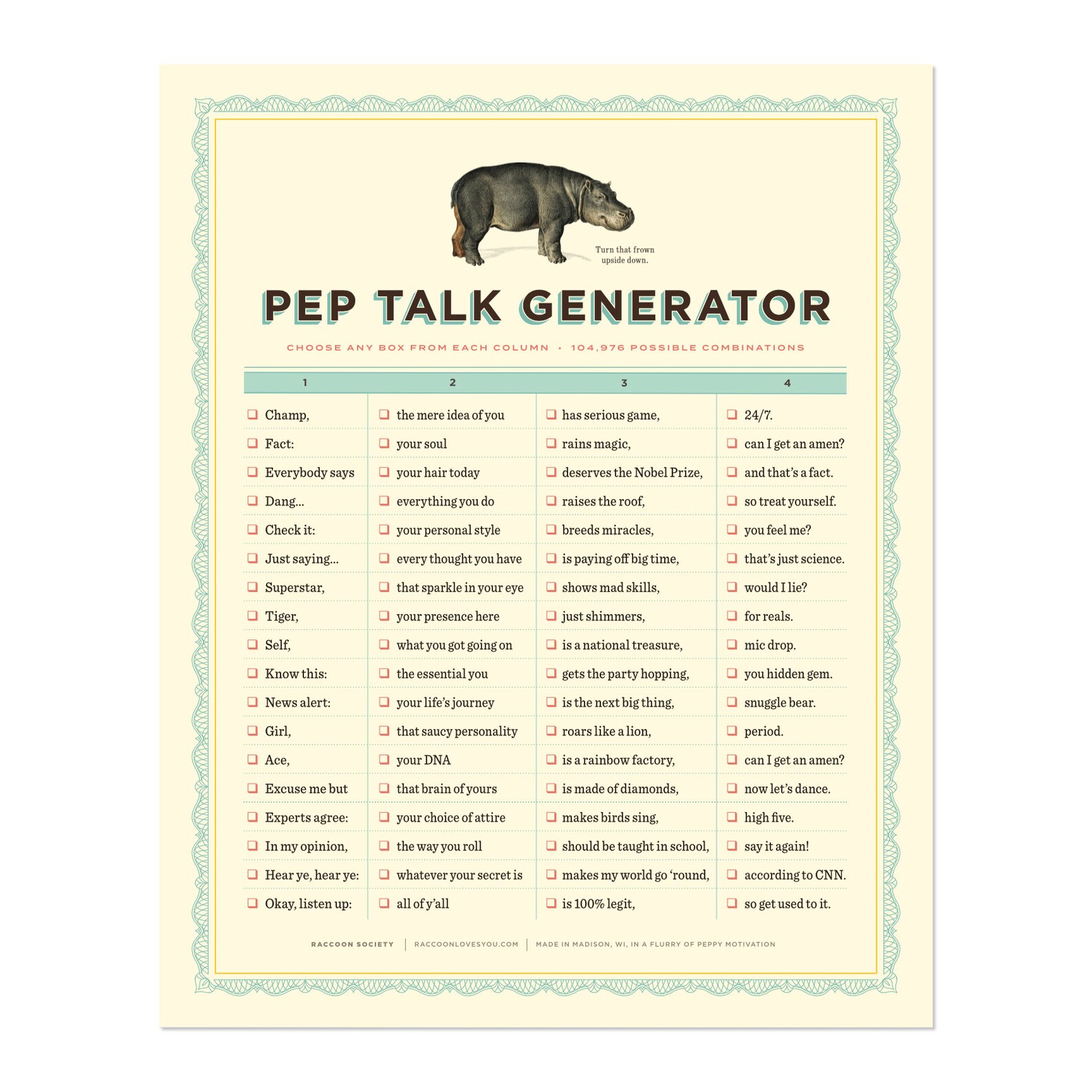 Pep Talk Generator: Art Print - Etsy