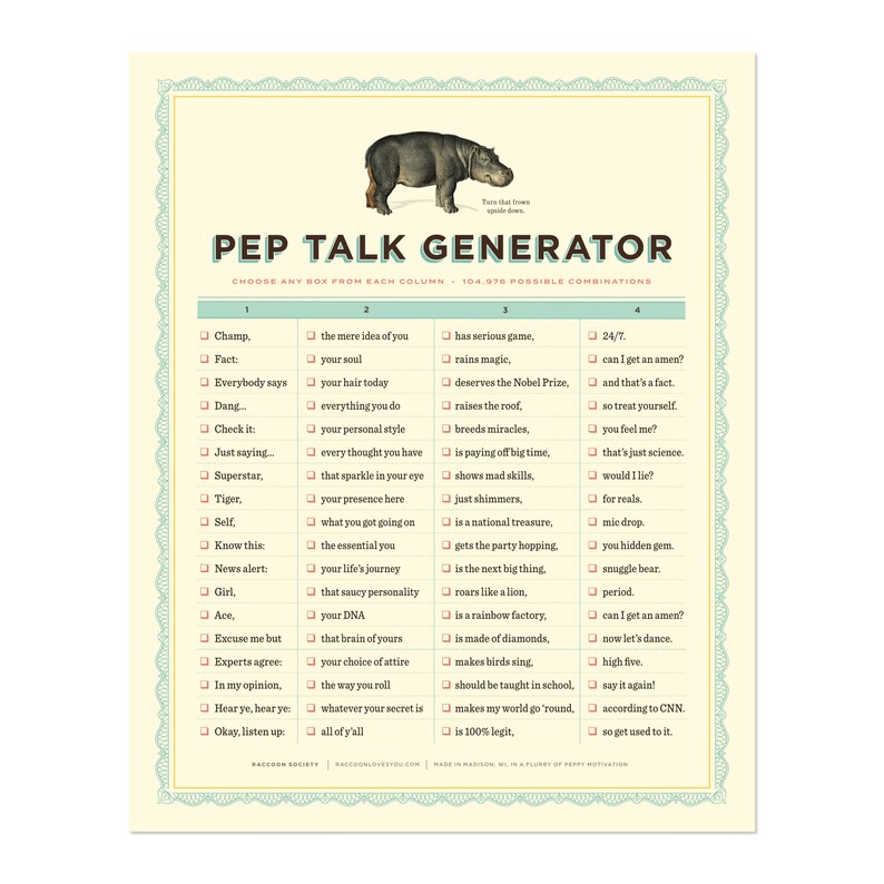 Pep Talk Generator: Art Print - Etsy