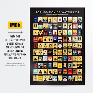 Official Imdb Top 100 Movies Scratch off Poster - Gift for Movie Lovers ...