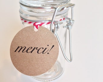 Merci Tags Thank You Tags Bridal Shower Favor Tags Cupcake - Etsy