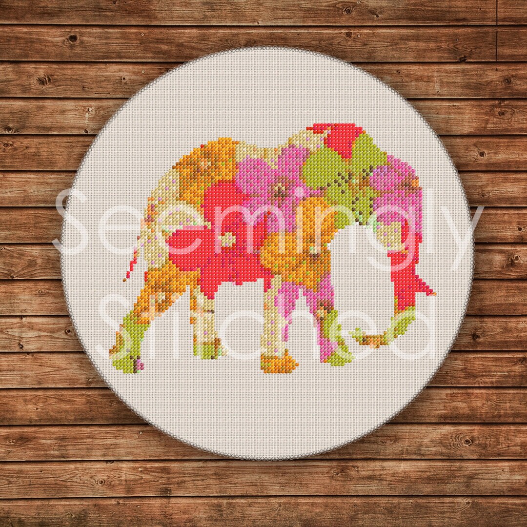 Counted Cross Stitch Pattern - Elephant W/pattern - Instant Digital ...