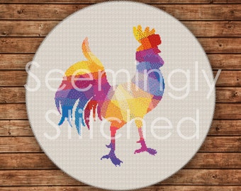 Rooster Cross Stitch Pattern, Country Birds, Instant Download, Digital ...