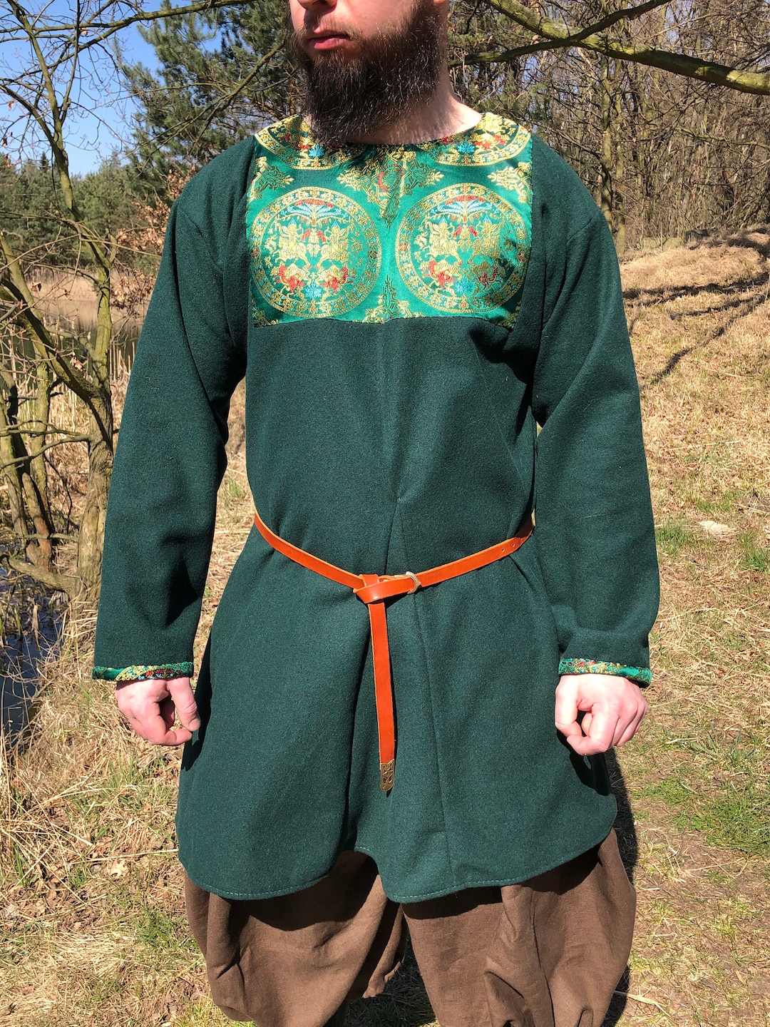 Medieval Men's Tunic With Brocade Silk, Reenactment, Costume - Etsy