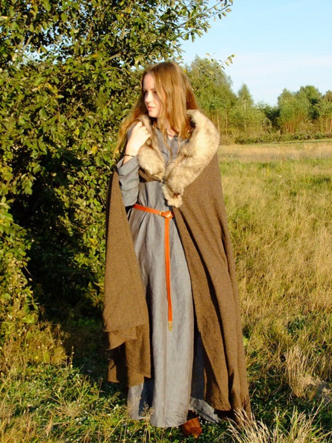 Medieval Viking Cloak With Fox Fur Around the Neckline, Unisex - Etsy