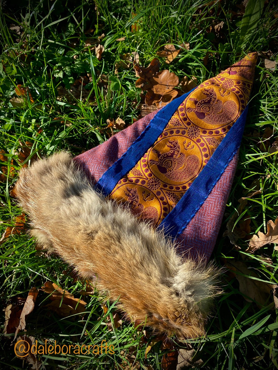 Viking Hat With Brocade Silk and Fox Fur - Etsy
