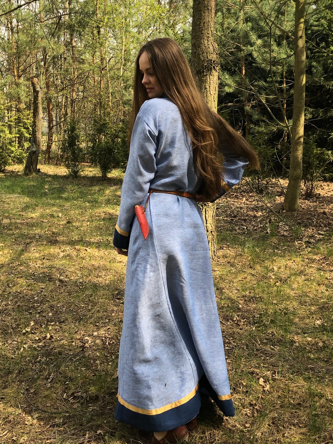 Early Medieval Linen Underdress With Stand-up Collar and | Etsy