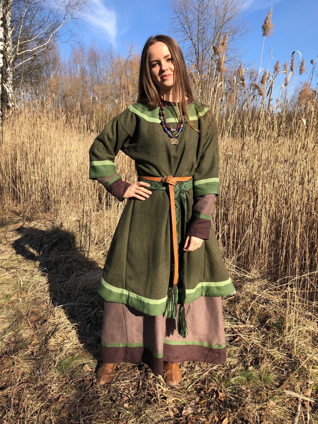 A Set of Woolen Tunic With Linen Dress, Viking Costume, Reenactment - Etsy