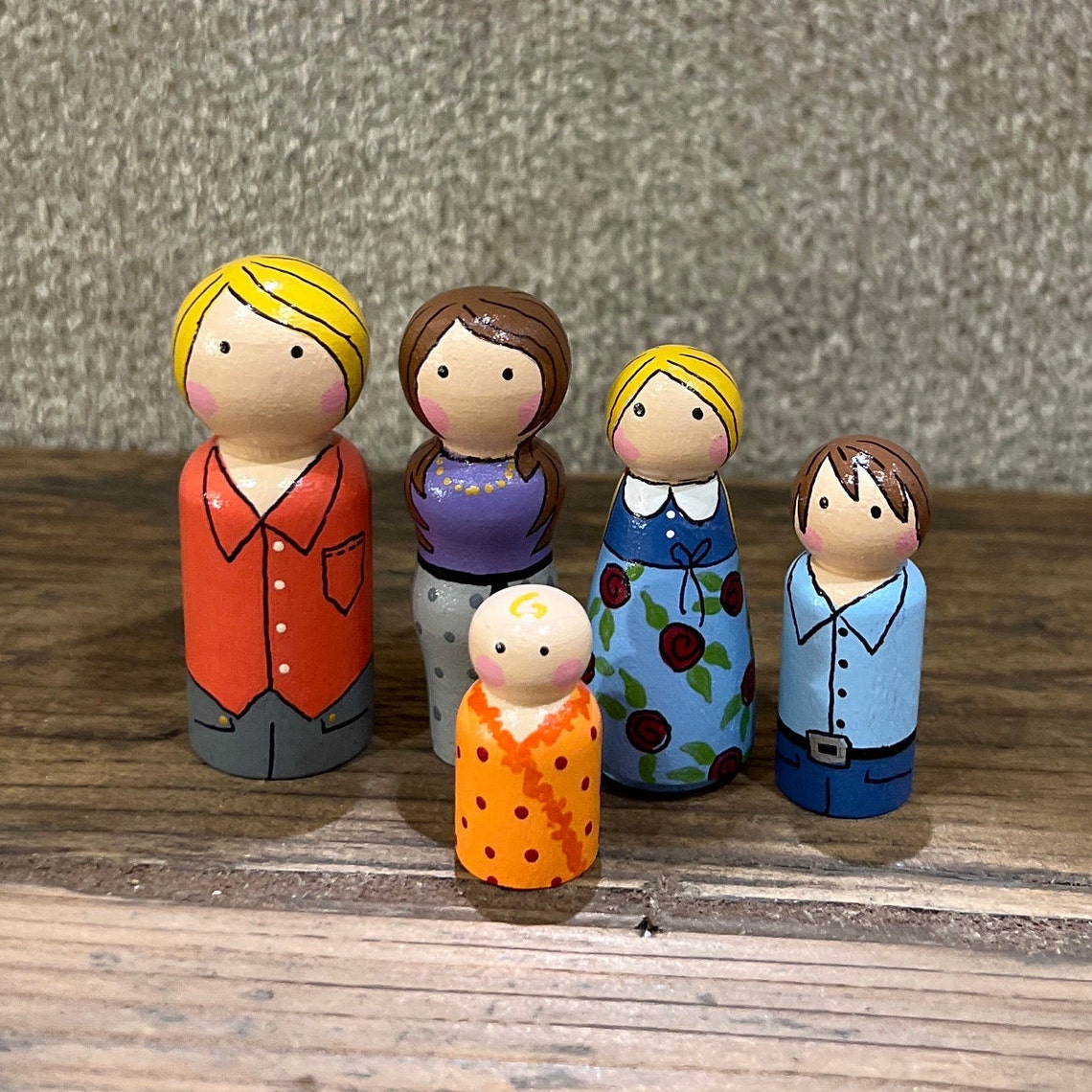 Peg Doll Family With Drawstring House - Etsy