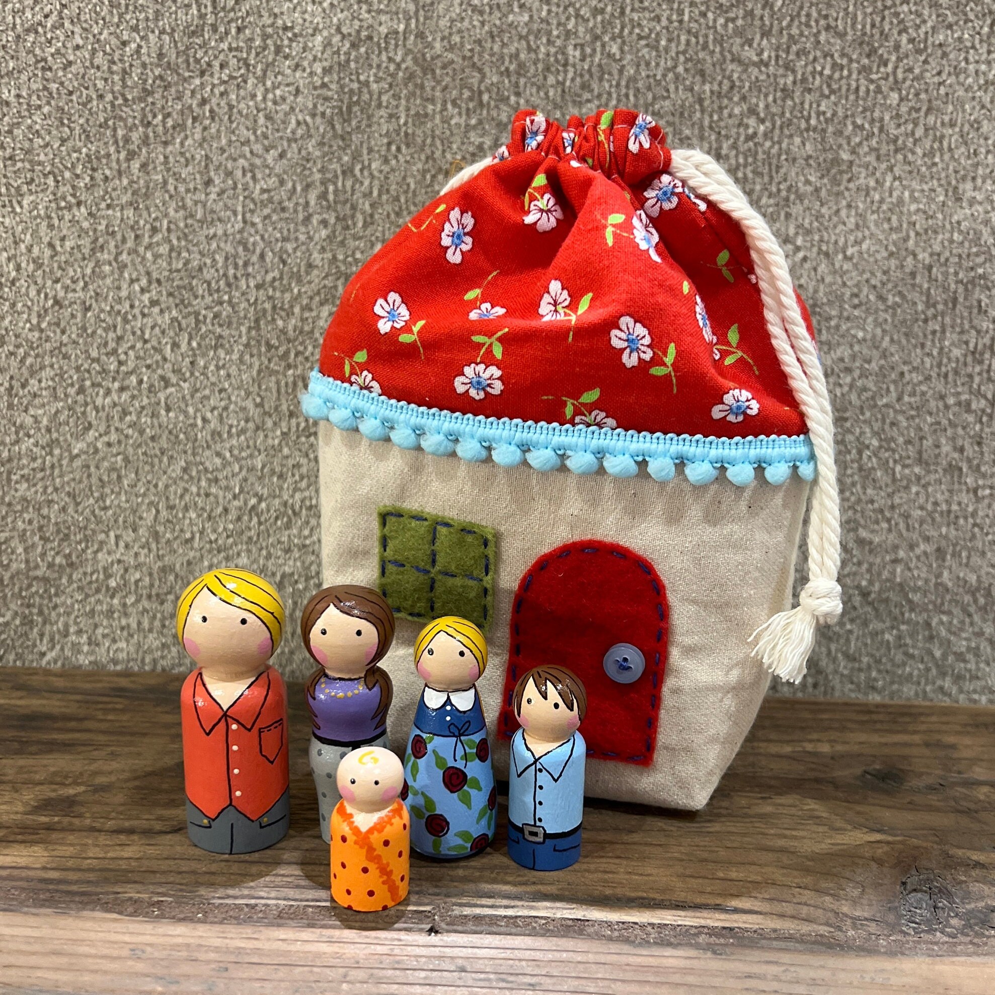 Peg Doll Family With Drawstring House - Etsy