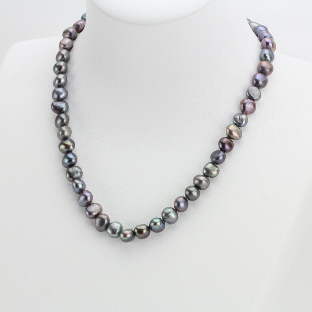 10-11mm Black Color Baroque Pearl Necklace,irregular Nugget Pearl ...