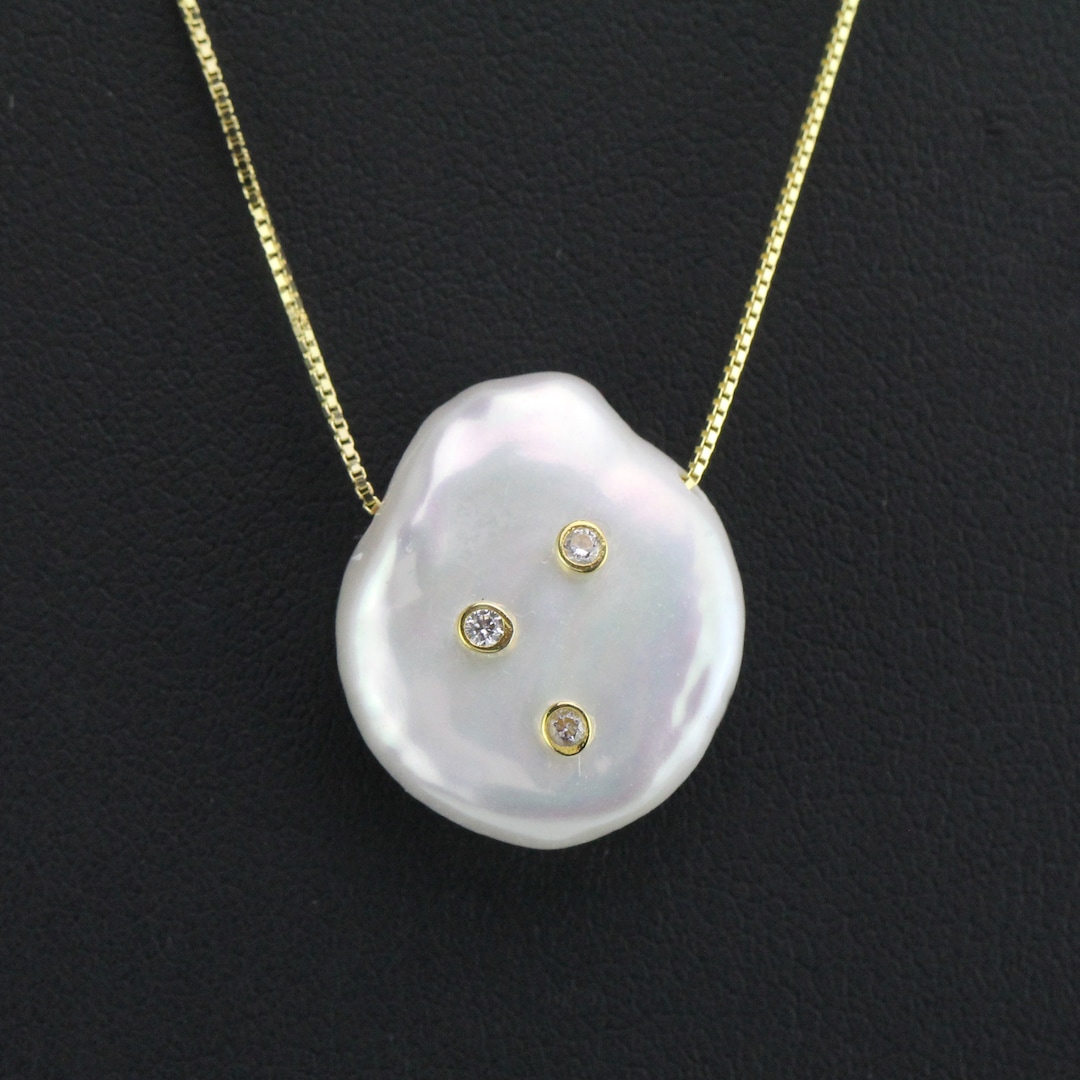 16-17mm White Floating Pearl Necklace,nucleated Large Freshwater ...