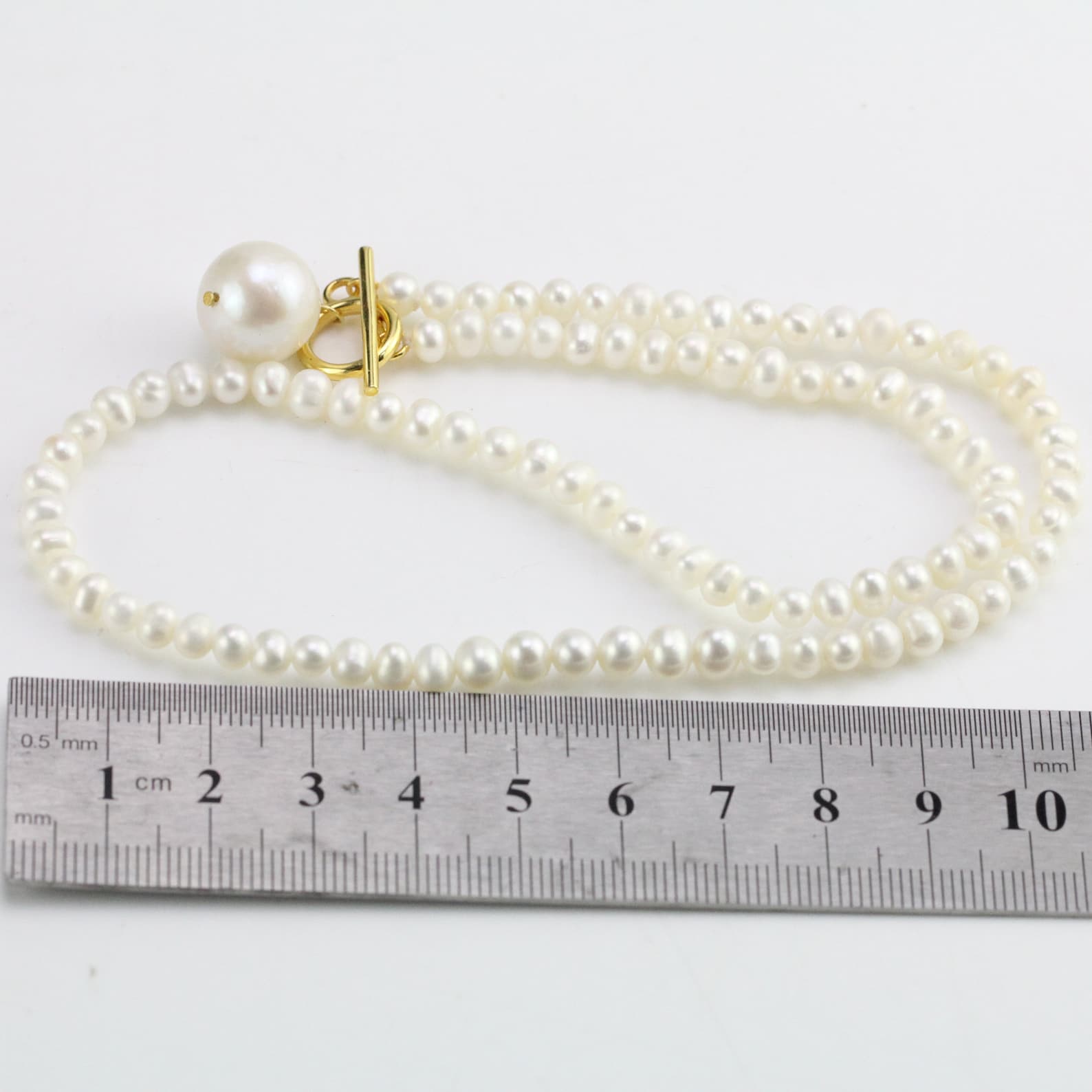 4-5mm&11-13mm Small Big Pearl Toggle Necklace,white Pearl Lariat ...