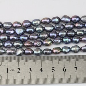 7-8mm Black Pearls,baroque Pearl Strand,freshwater Nugget Pearl,black ...