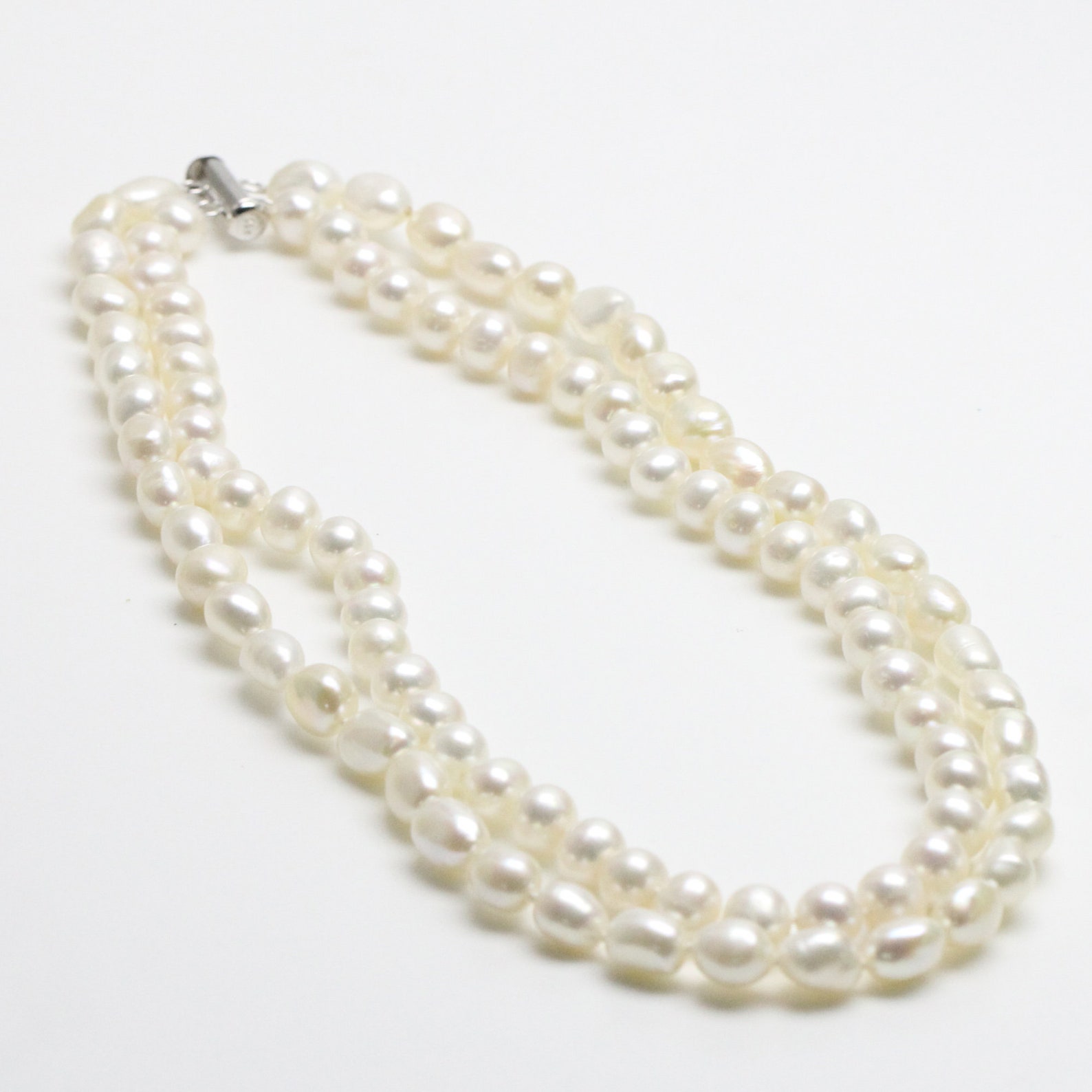 2 Row Pearl Necklacepearl Statement Necklace2 Line Pearl - Etsy