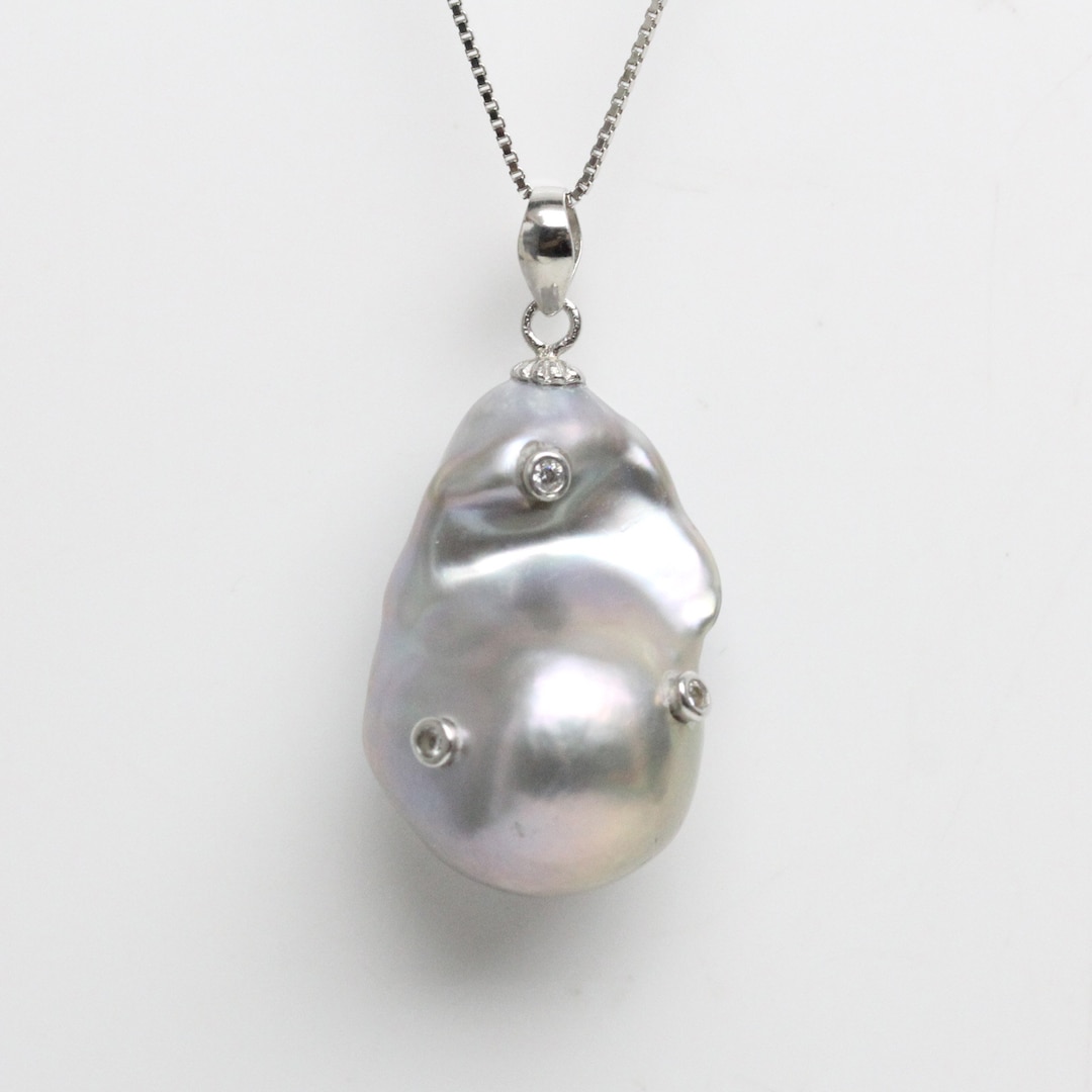14-16mmx19-23mm Grey Large Baroque Pearl Pendant,freshwater Flameball ...